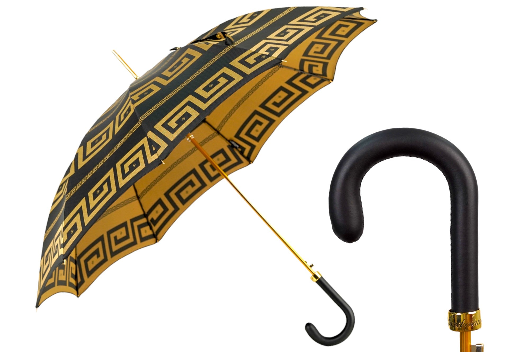 Italian Greek Design with Leather handle Umbrella – ilMarchesato ...
