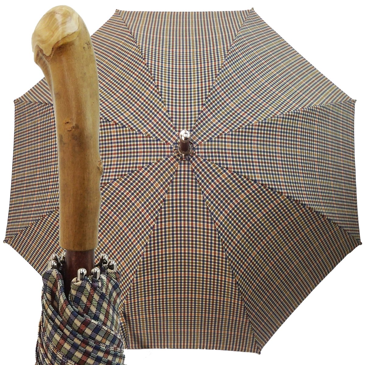 Handcrafted Cotton Umbrella - Natural Chestnut Root Handle il ...