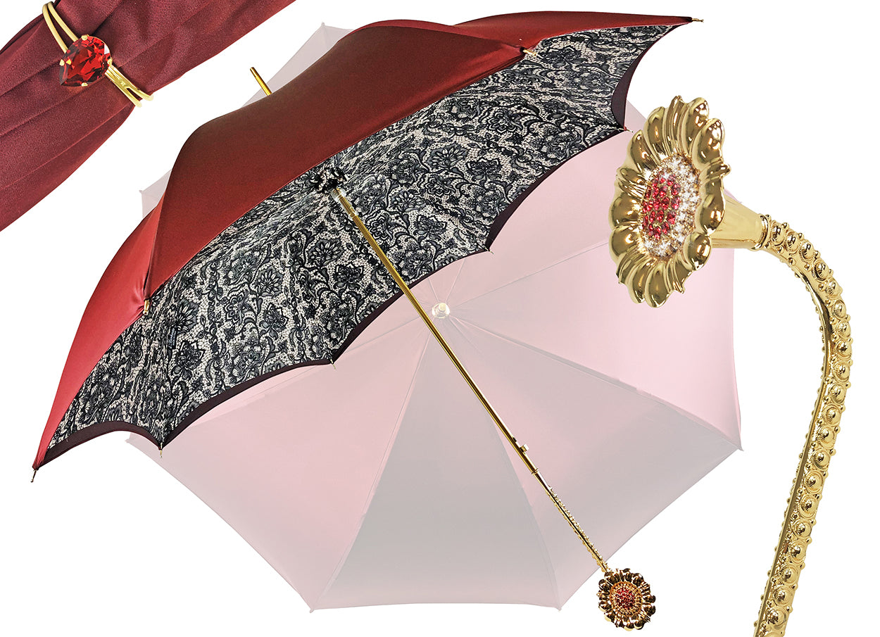 Burgundy shimmering with internal lace design – ilMarchesato - Luxury ...