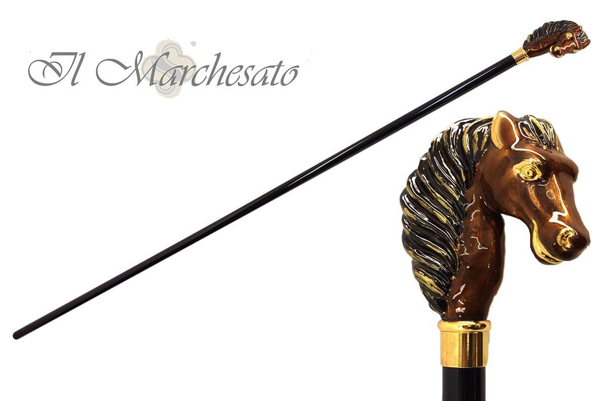 Beautifull Enamelled Horse - Walking Cane – ilMarchesato - Luxury ...
