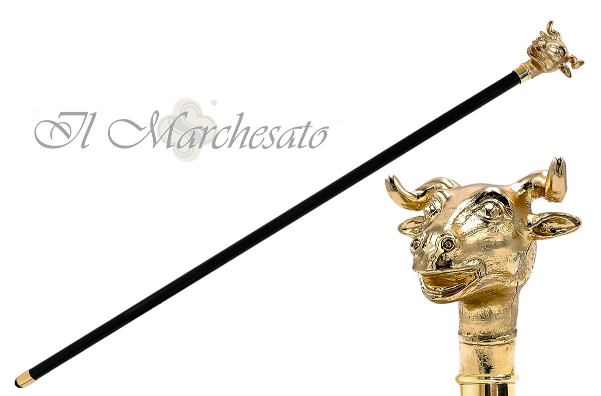 Exclusive 24K Bull cane – ilMarchesato - Luxury Umbrellas, Canes and ...