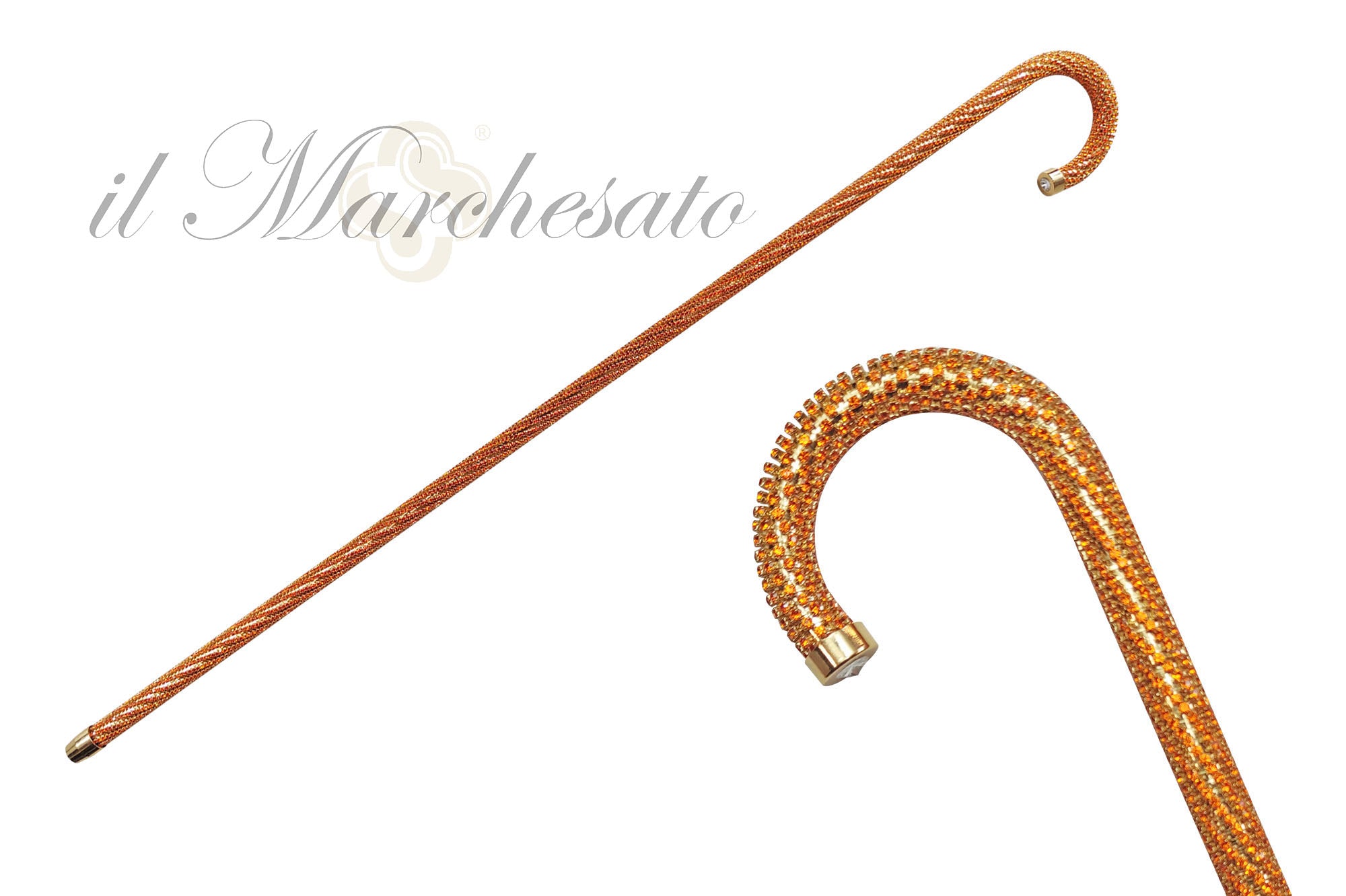 Crook Walking Cane Encrusted with Orange crystals – ilMarchesato ...