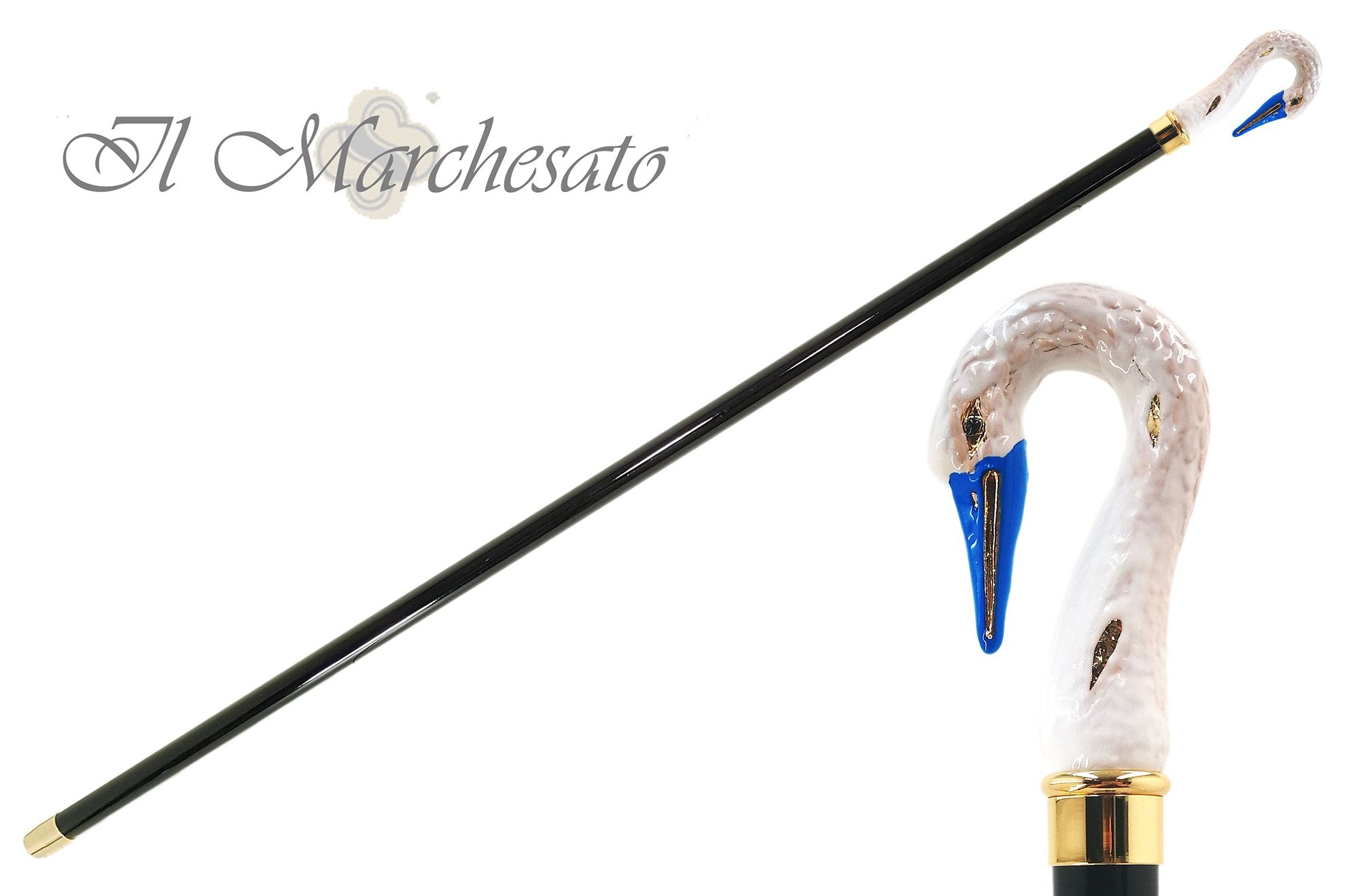 Swan Glazed Cane – ilMarchesato - Luxury Umbrellas, Canes and Shoehorns