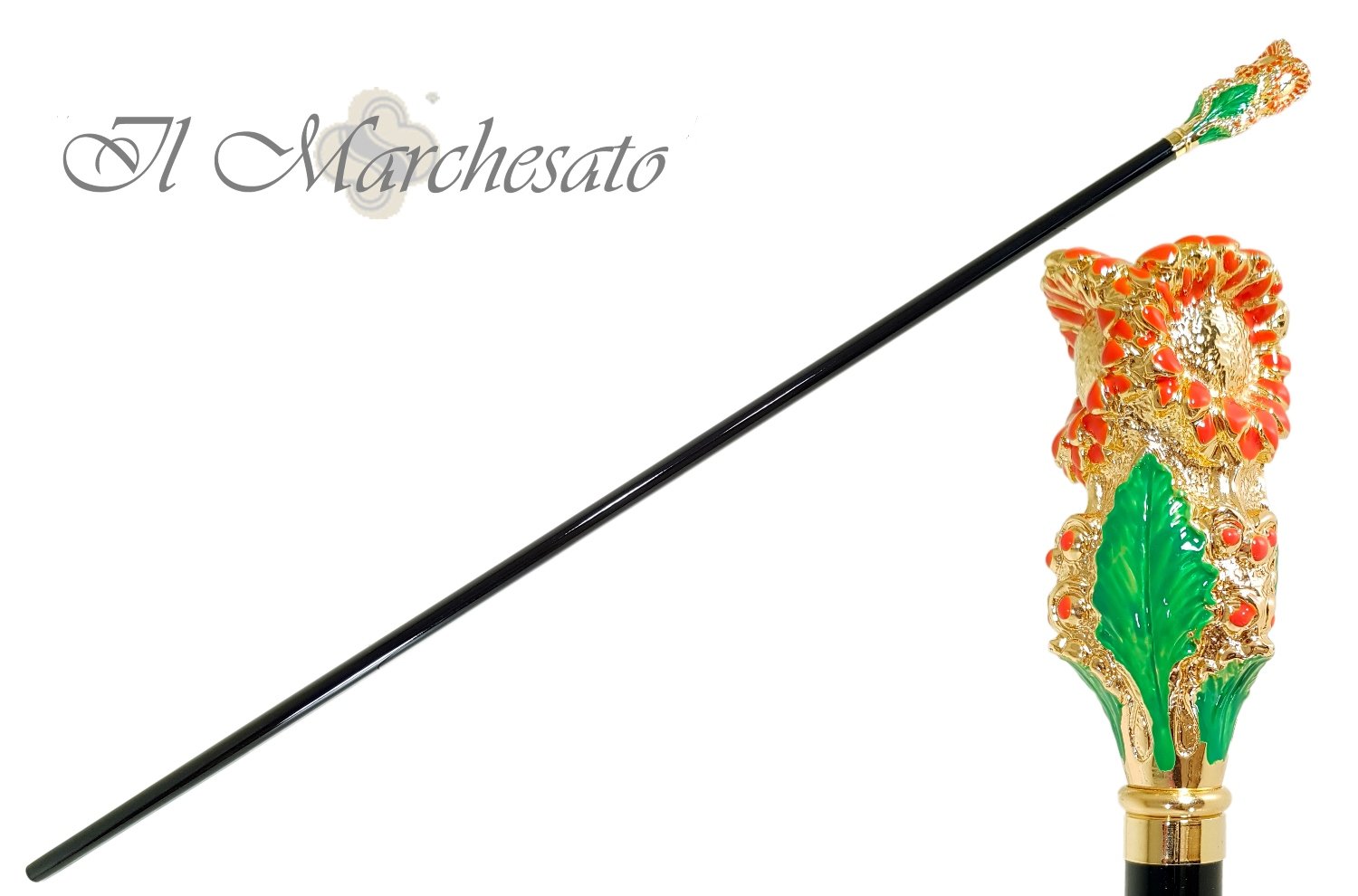 Nice Enamelled Flower - Walking Cane – ilMarchesato - Luxury Umbrellas ...