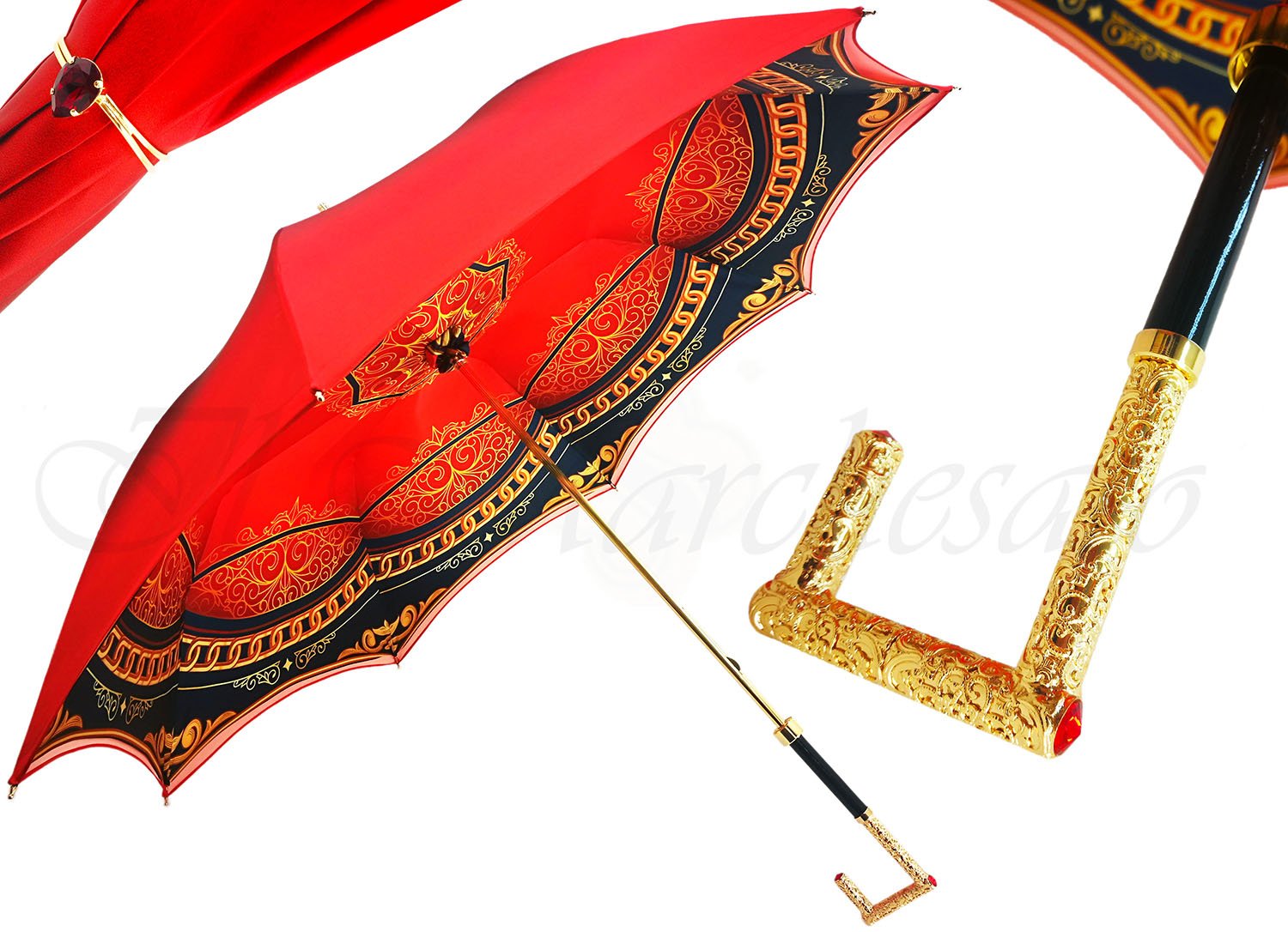 Luxurious Red Umbrella, Double Cloth - Abstract Design – ilMarchesato ...