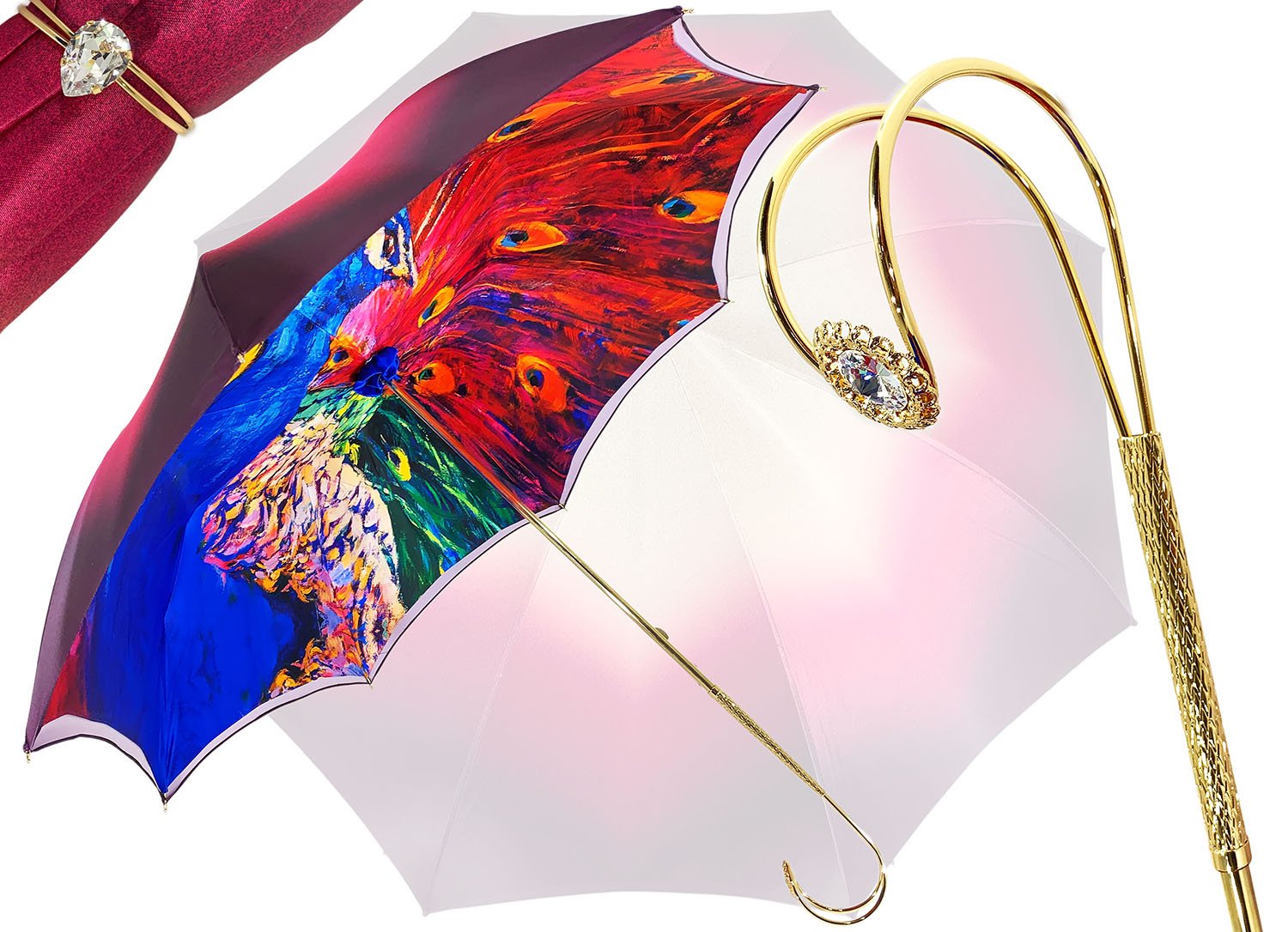 Fanciful Umbrella With Peacock Design – ilMarchesato - Luxury Umbrellas ...